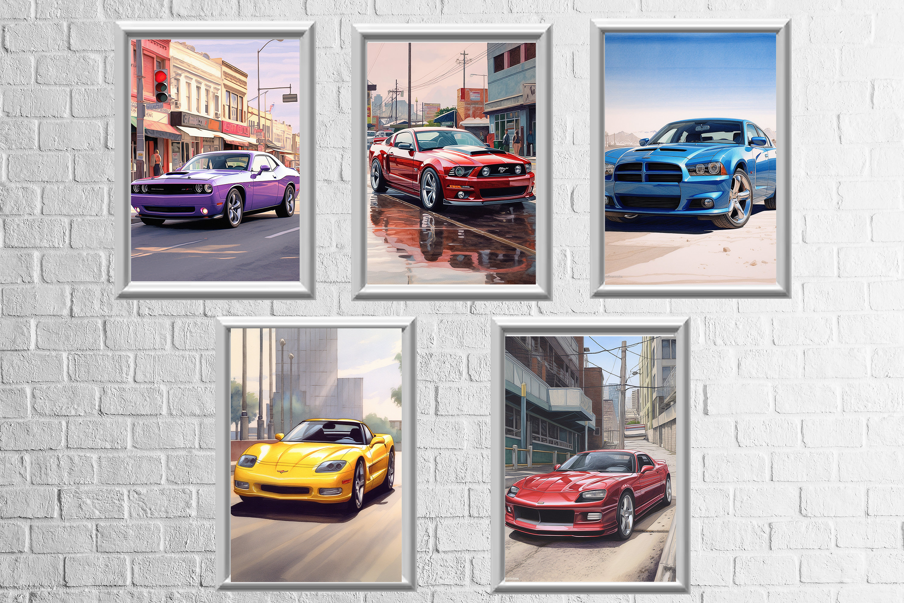 5 Car Posters | Muscle American Car Bundle - Etsy