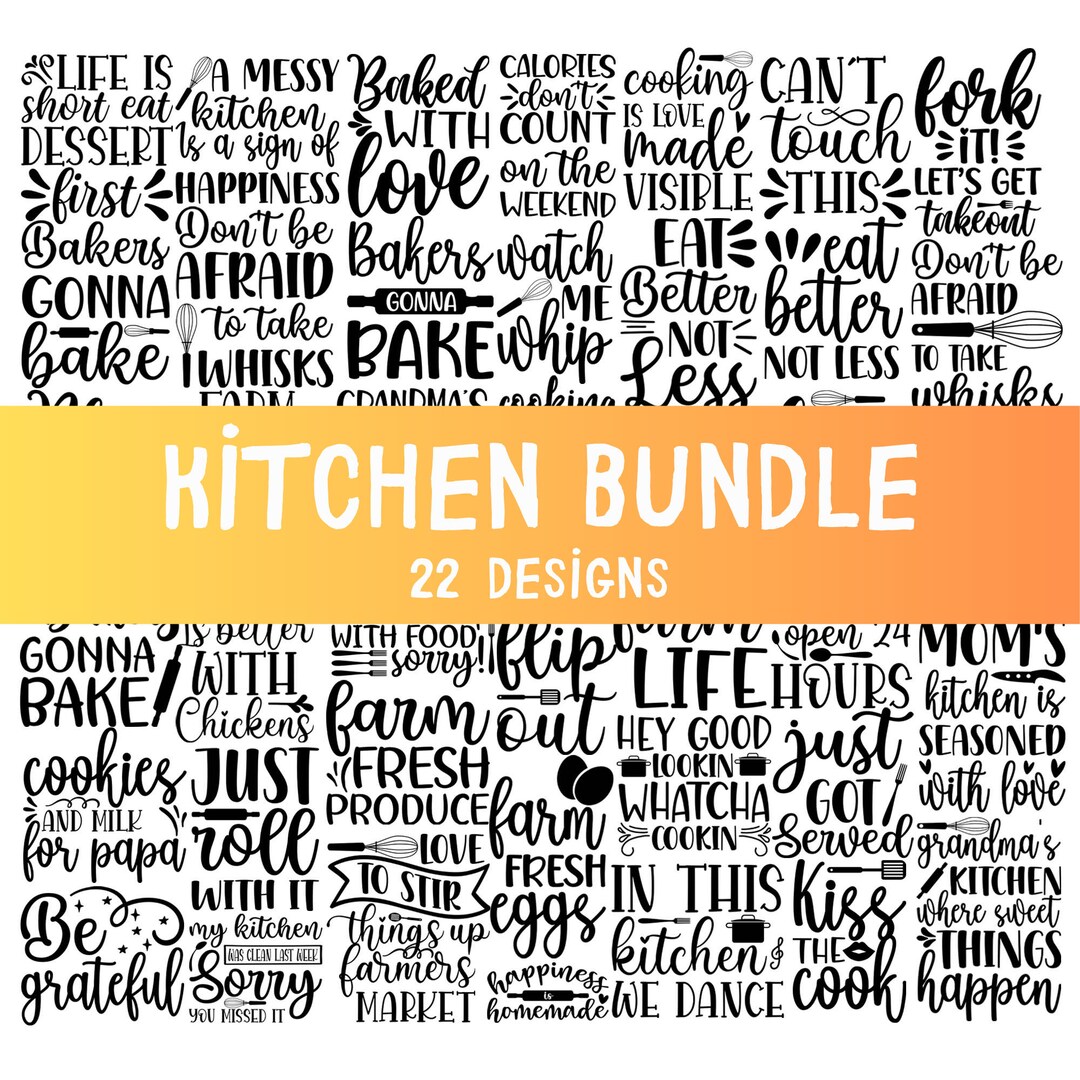 APRON Kitchen Svg Cooking BUNDLE With 22 Kitchen Towel Design Cut Files ...