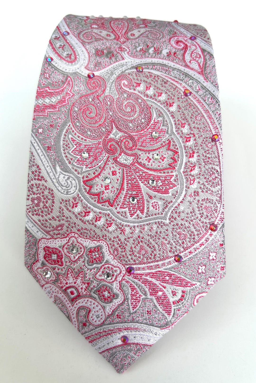 Coral Red Paisley Bling Tie- Free Shipping! - Etsy