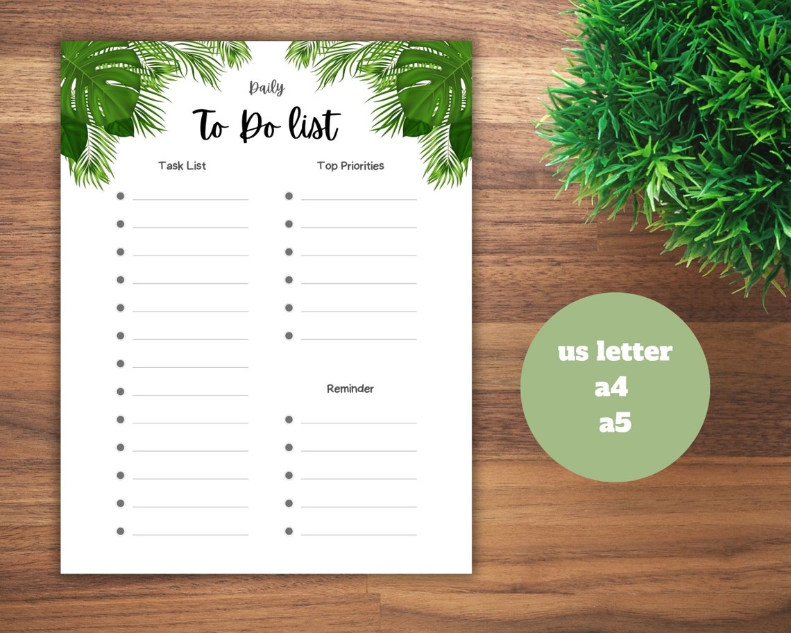Printable Houseplant Theme To-do List, To-do List, Printable Chore List ...