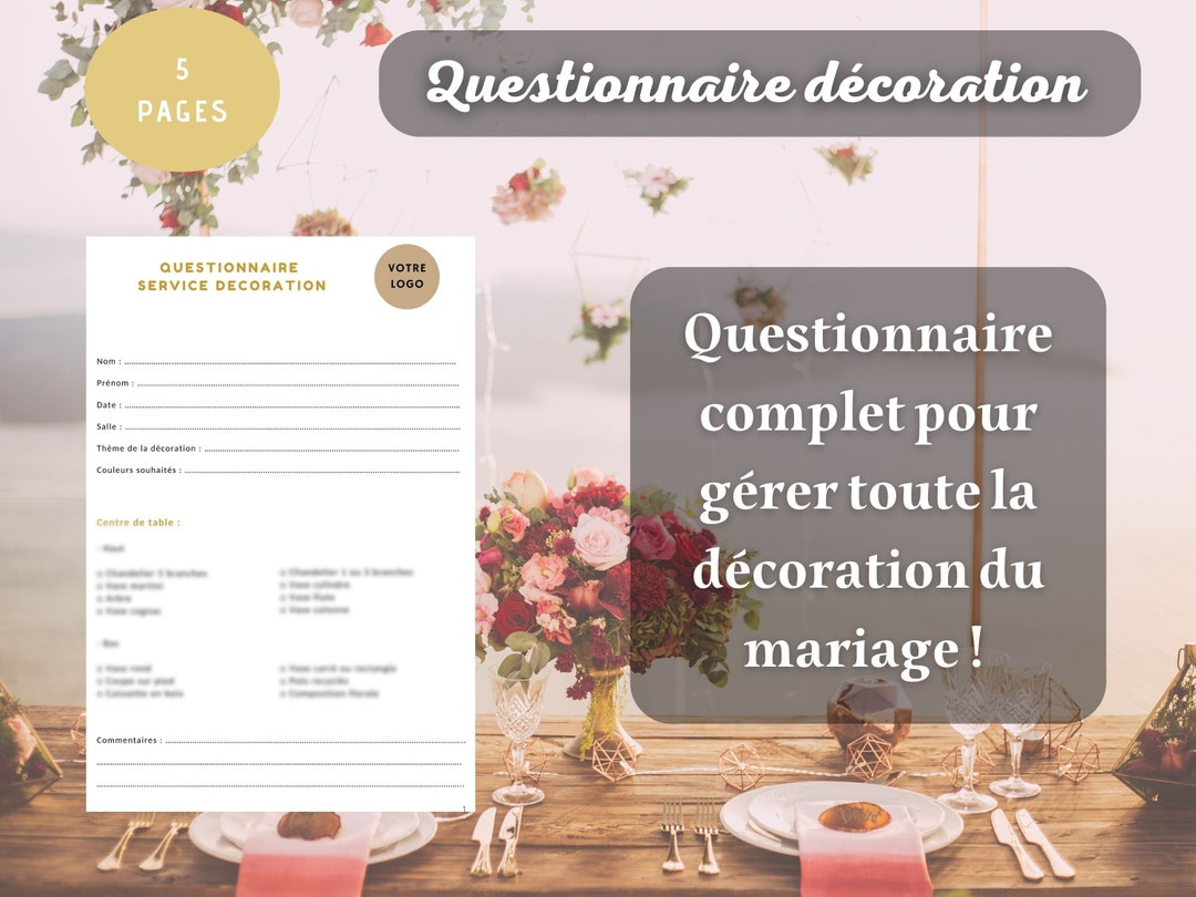 Wedding Decoration Questionnaire Model, Wedding Organization, Wedding ...