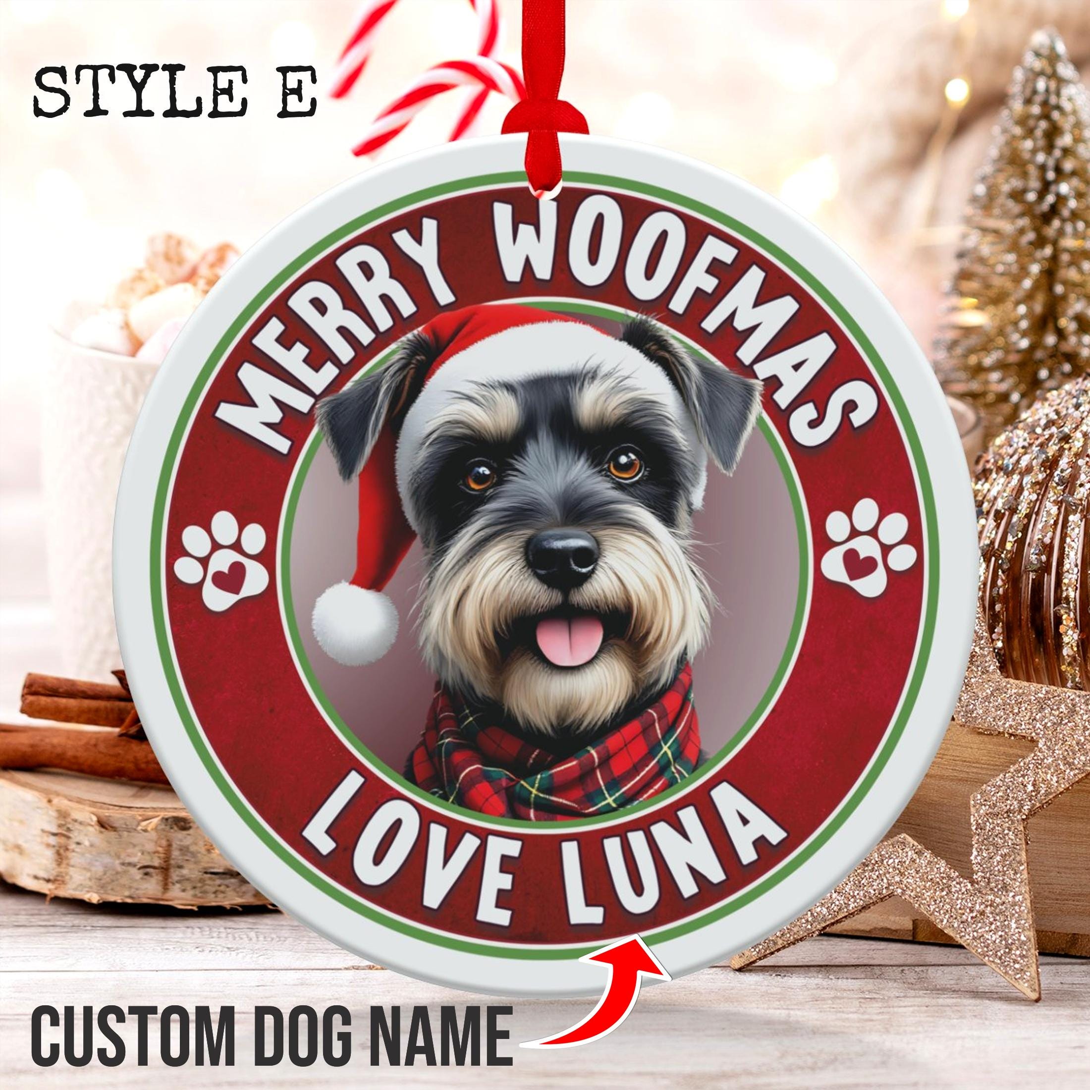 Personalized Miniature Schnauzer Ornament, Custom Dog Name Christmas ...