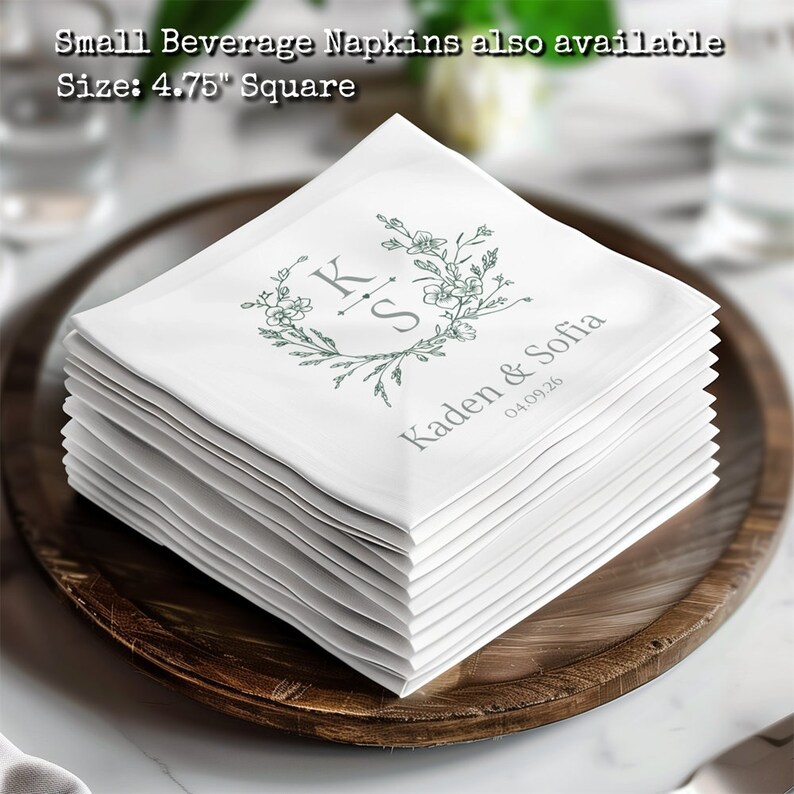 Wedding Napkins, Personalized Monogram, Elegant Custom Napkins for ...