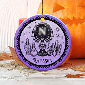 Custom Halloween Witch Ornament, Hocus Pocus Witchcraft, Crystal Ball ...