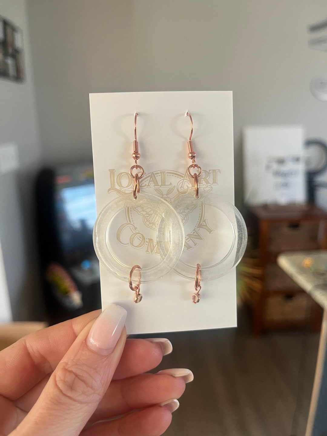 Translucent Pearl and Rose Gold Circle Earrings - Etsy