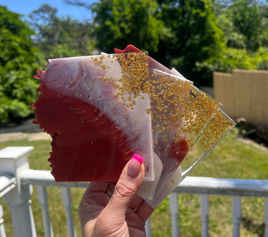 Fire and Gold Coaster Set, Acrylic Coaster, Handmade Drink Coaster Set ...