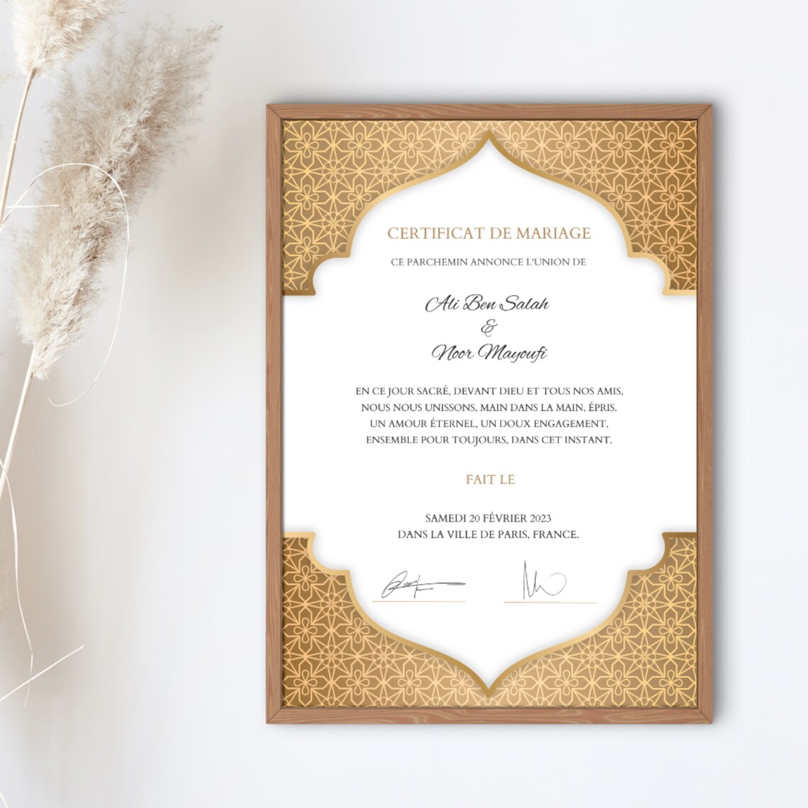 Printable Marriage Certificate Digital Download Dini Nikah - Etsy Canada