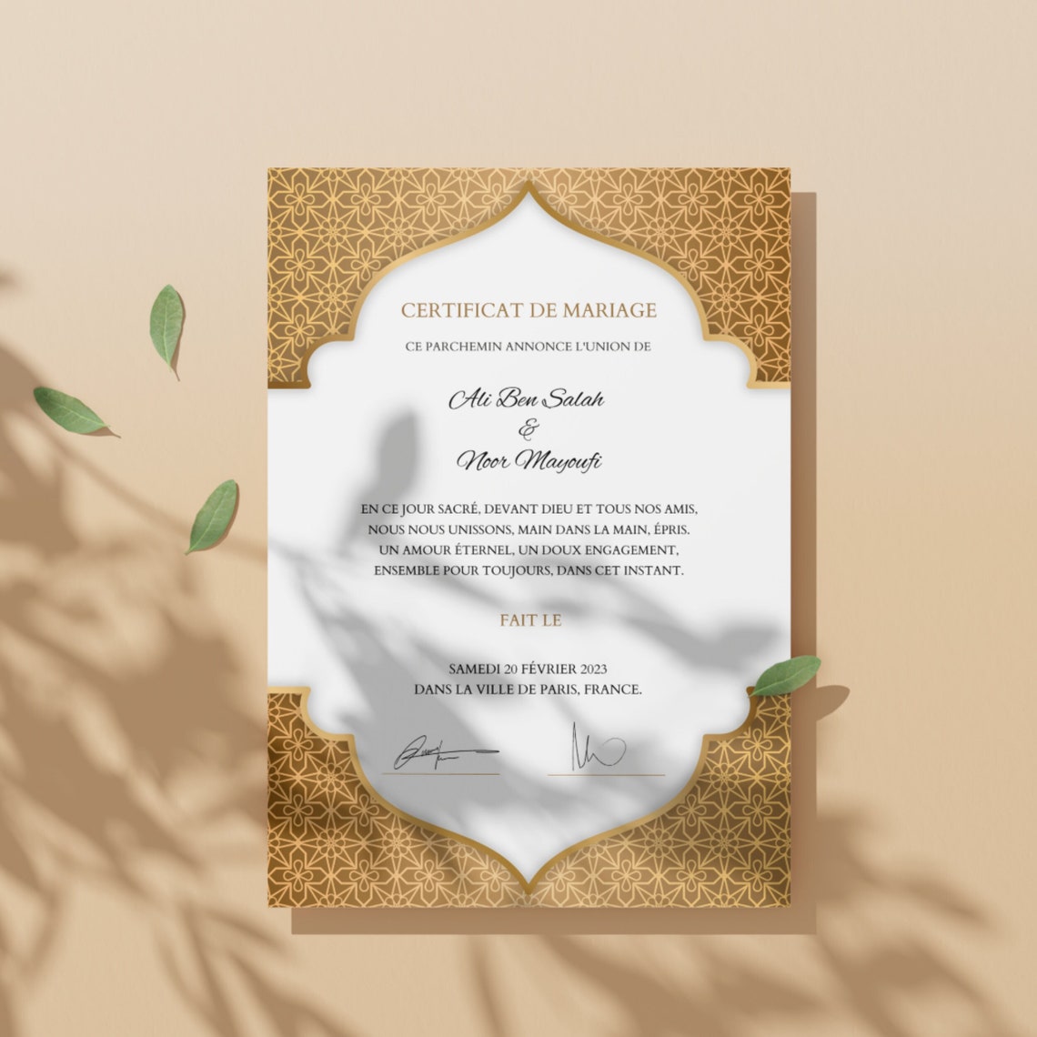 Printable Marriage Certificate Digital Download Dini Nikah - Etsy Canada