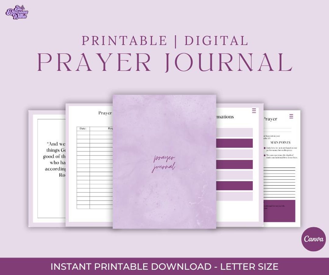 DIGITAL Prayer Journal Printable Digital Prayer Template Bible Study ...