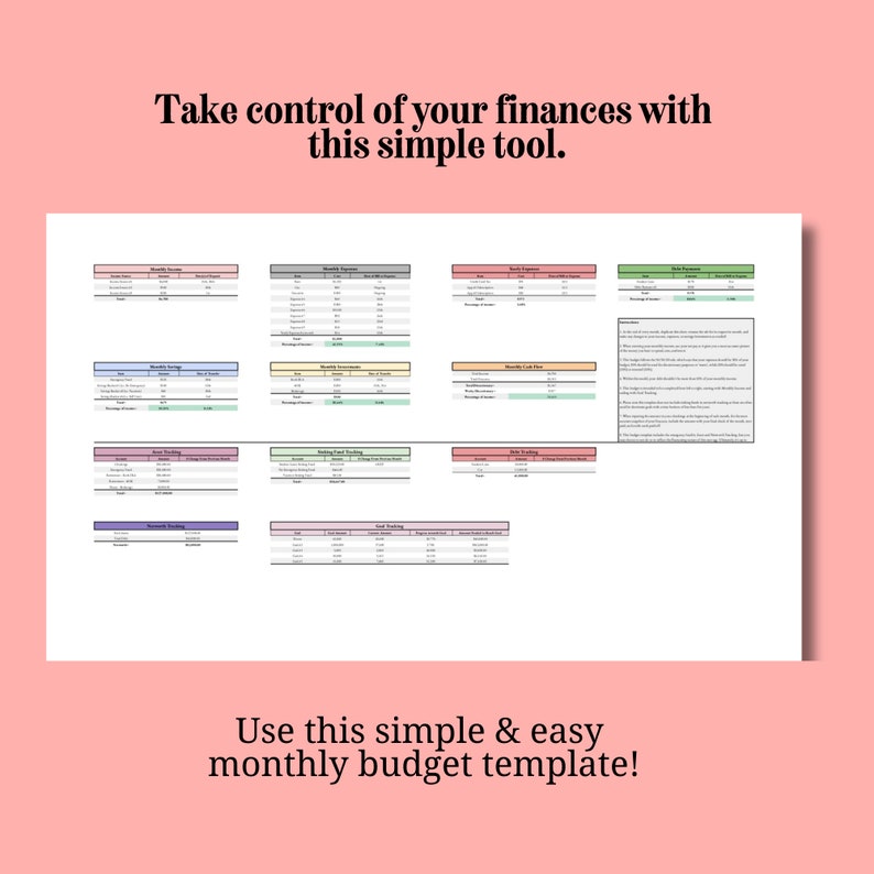 Basic Monthly Budgeting Template - Etsy
