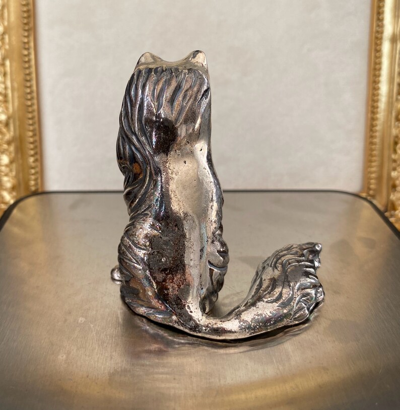 W0197 Antique Solid Sterling Silver Cat Figurine /925 Silver Cat Status ...