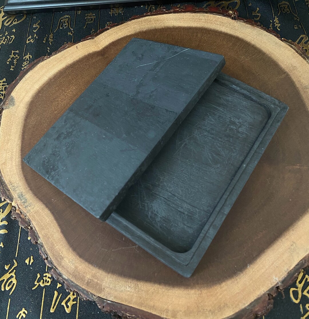 W0112 Vintage Chinese Inkstone/ A Rectangular Inkstone With a Lid/ink ...