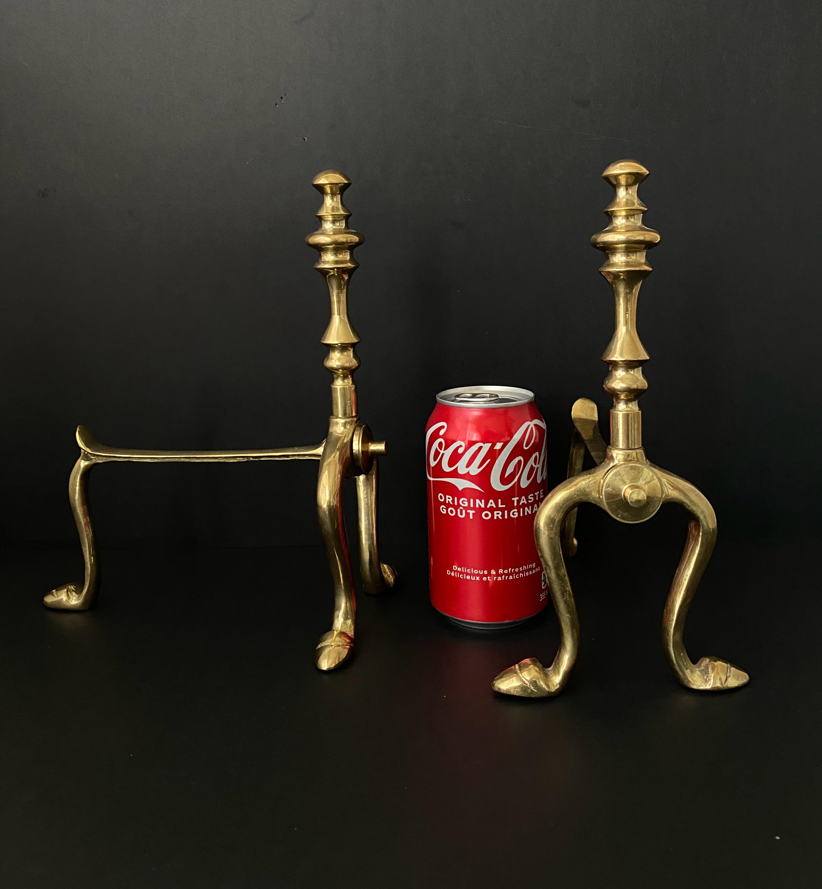 W0359 Vintage Solid Brass Fire Dogs / Fire Place Accessories/old Décor ...
