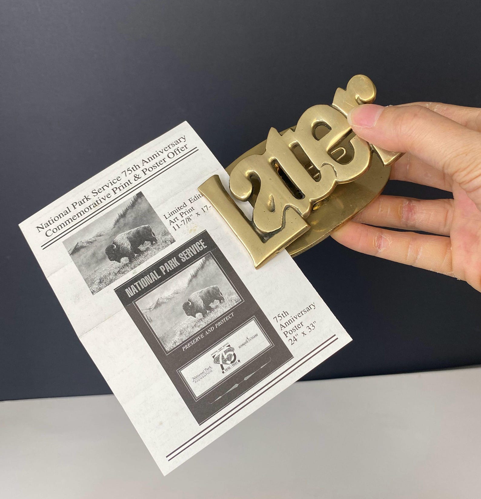 W0474 Vintage Brass Desktop "later" Paper Clip/ Solid Brass Paperweight ...