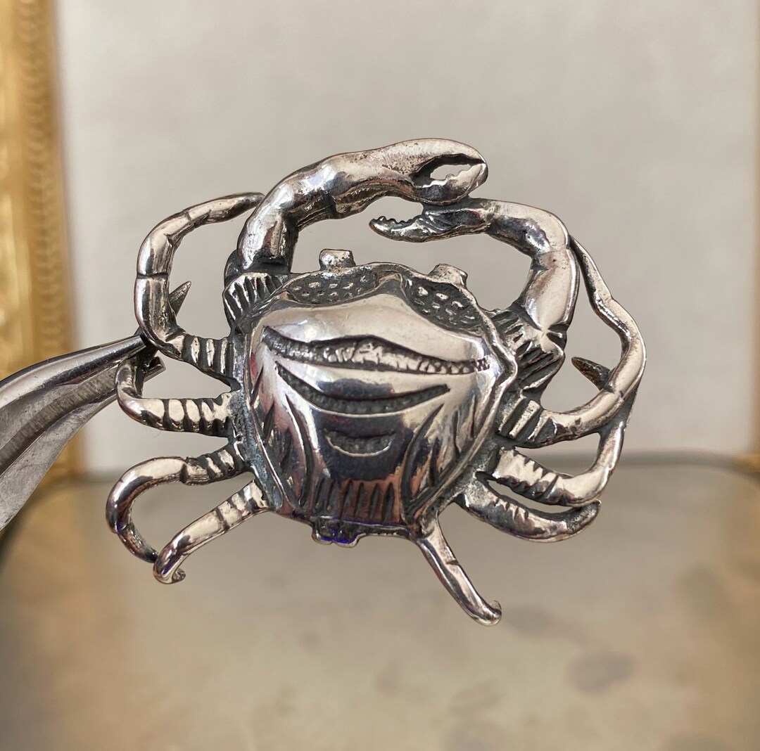N0210 Antique Solid Sterling Sliver Crab Figurine/ Sea Animal Figurine ...