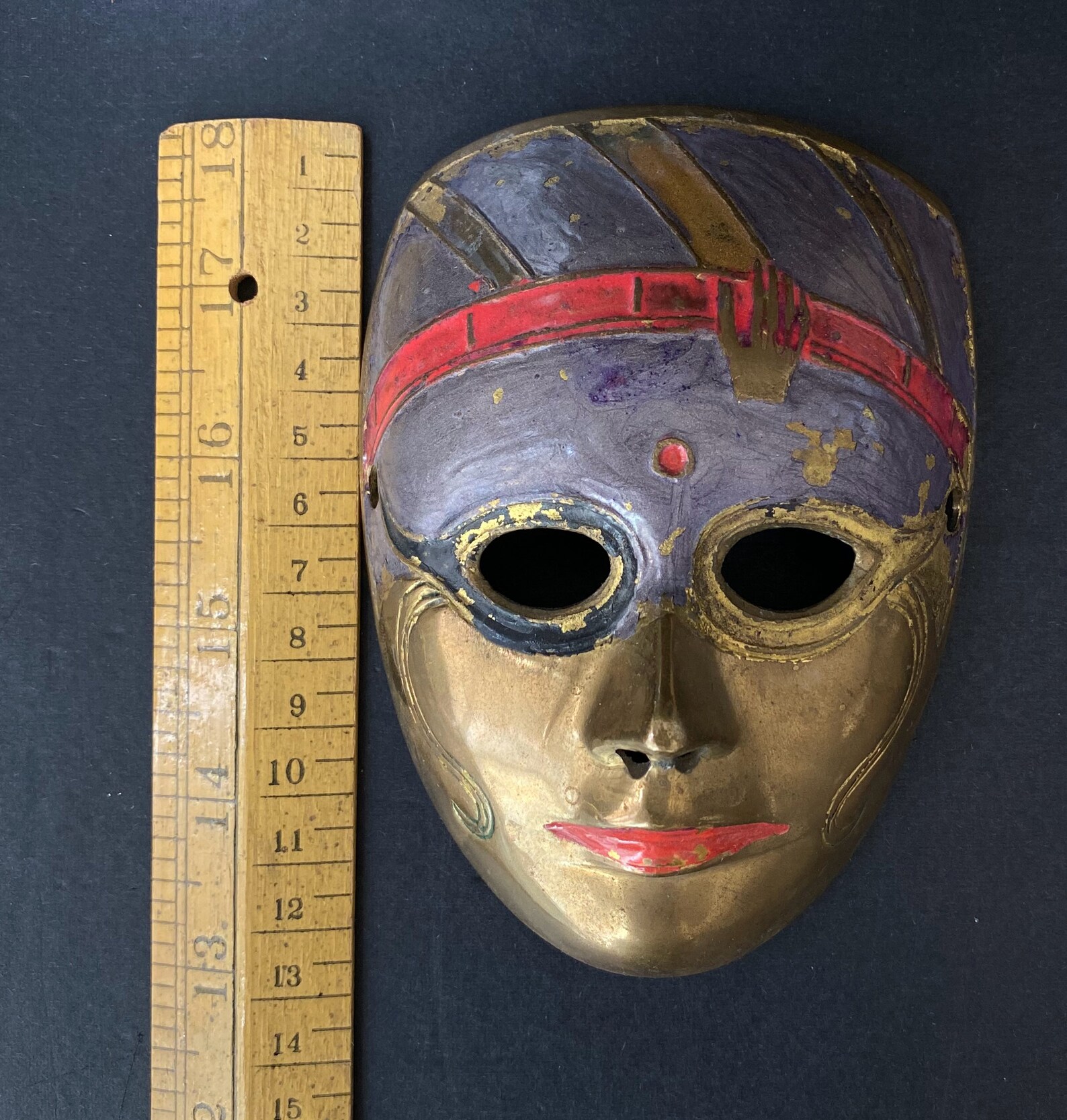 W0195 Vintage Solid Brass Mask / Comedy Playing Mask/hanging Wall Face ...