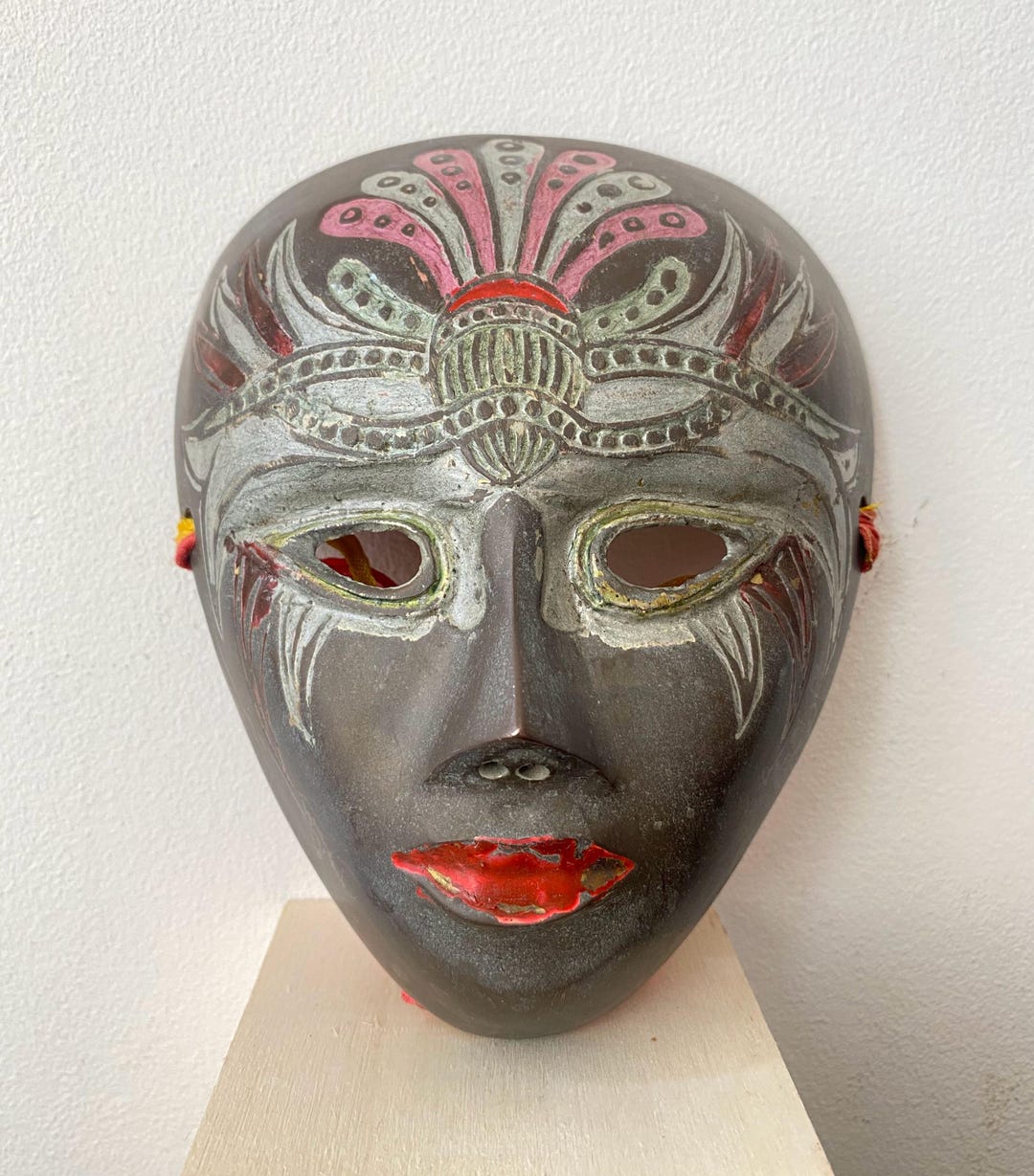 W0493 Vintage Solid Brass Mask / Comedy Playing Mask/hanging Wall Face ...