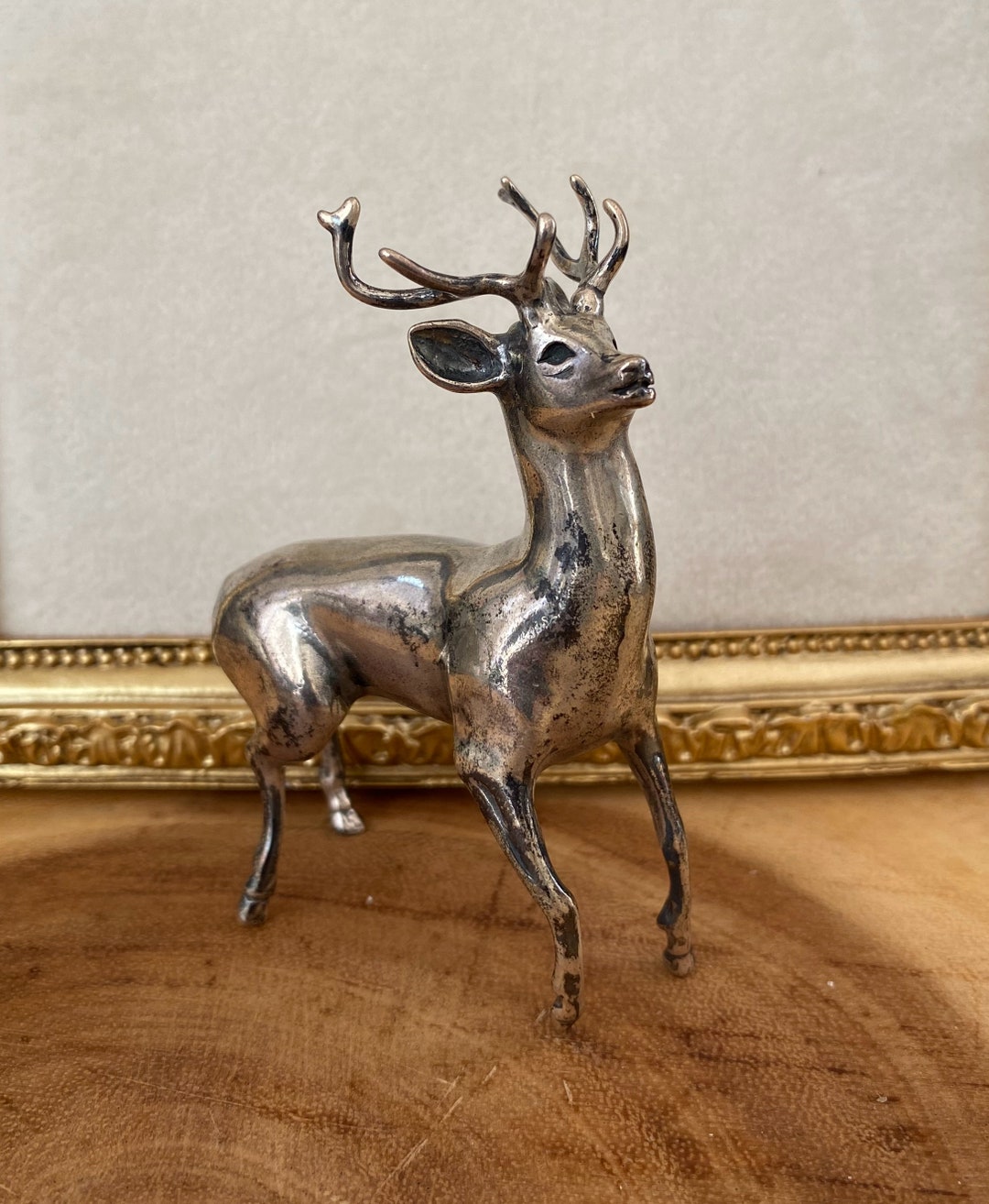 W0235 Rare Antique Solid Silver Deer Statue/ Deer Figurine /sterling ...