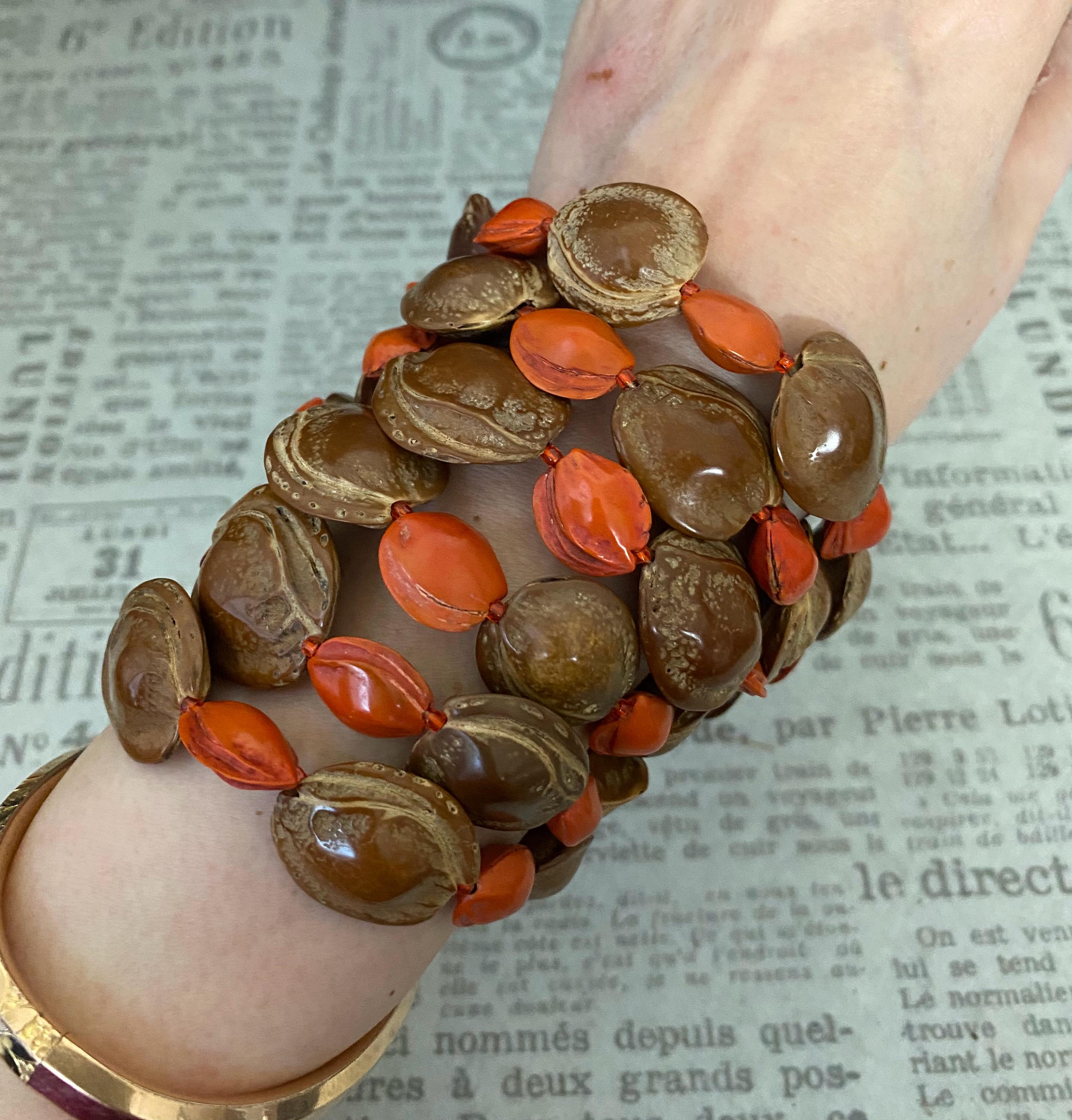W0403 Vintage Native American Seed Necklace / Seeds Necklace / Almond ...