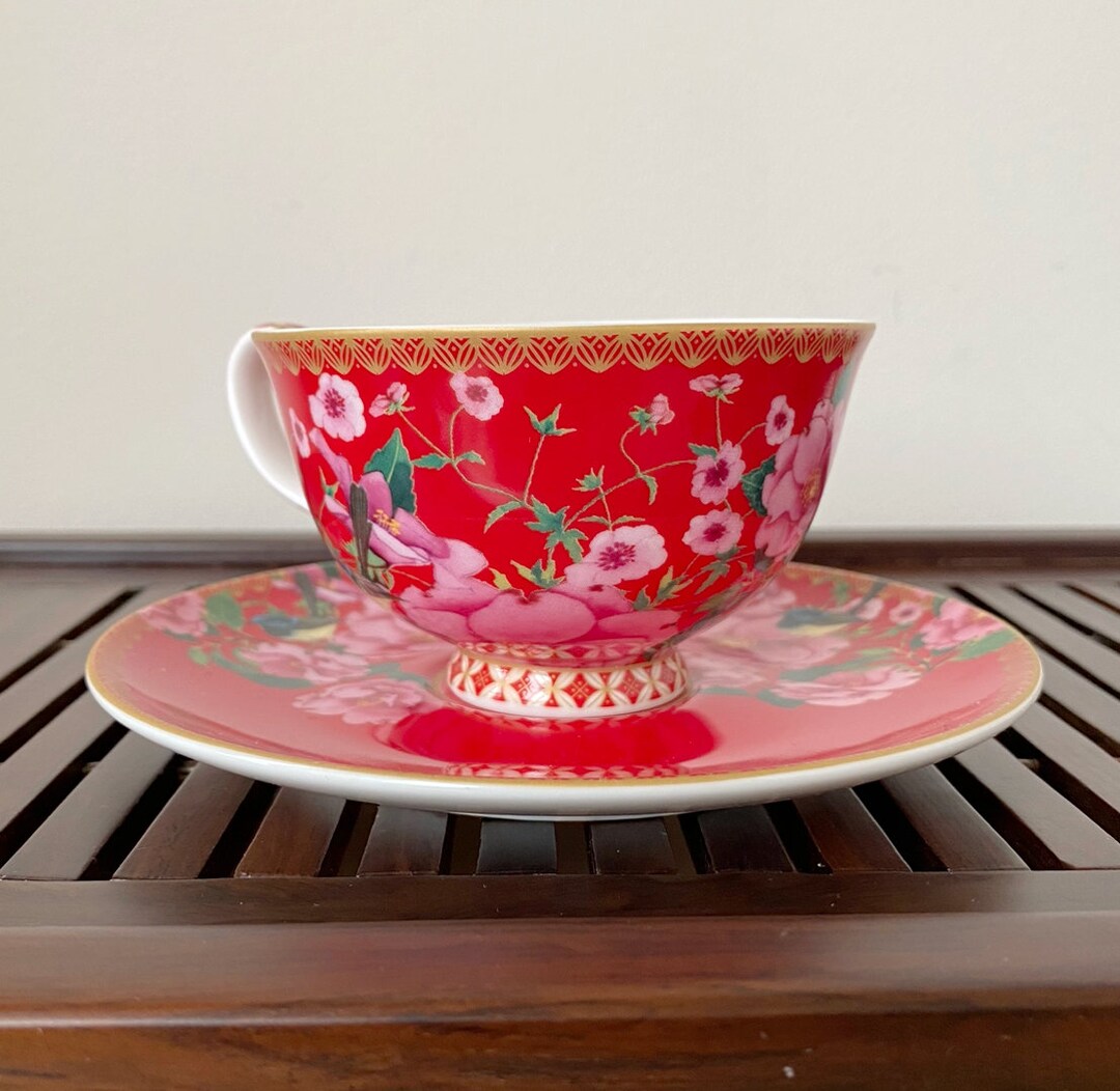 W0084 Vintage Porcelain Maxwell & Williams Band /cup and Saucer/ Red ...