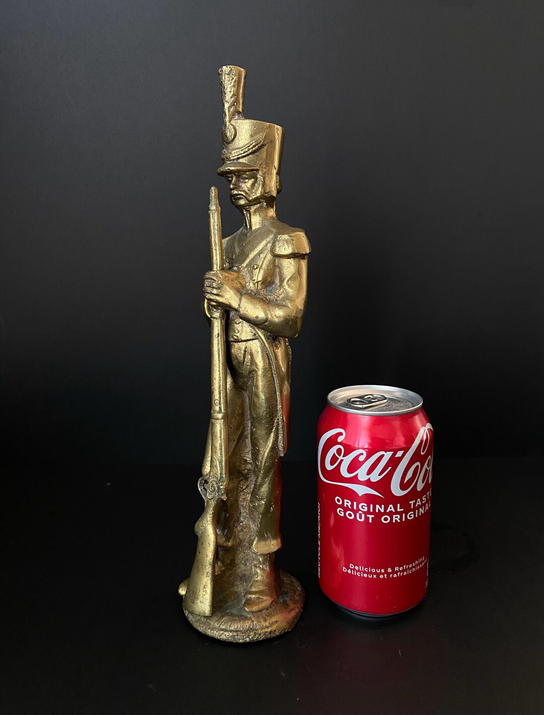 W0903 Vintage Brass Napoleonic Musket Figure / French Army Statue ...