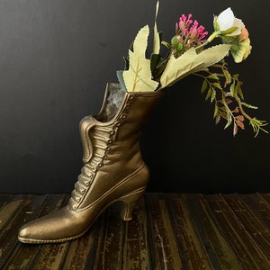 W0222 Vintage Large Brass Victorian Boot Vase /solid Brass Heavy Boot ...