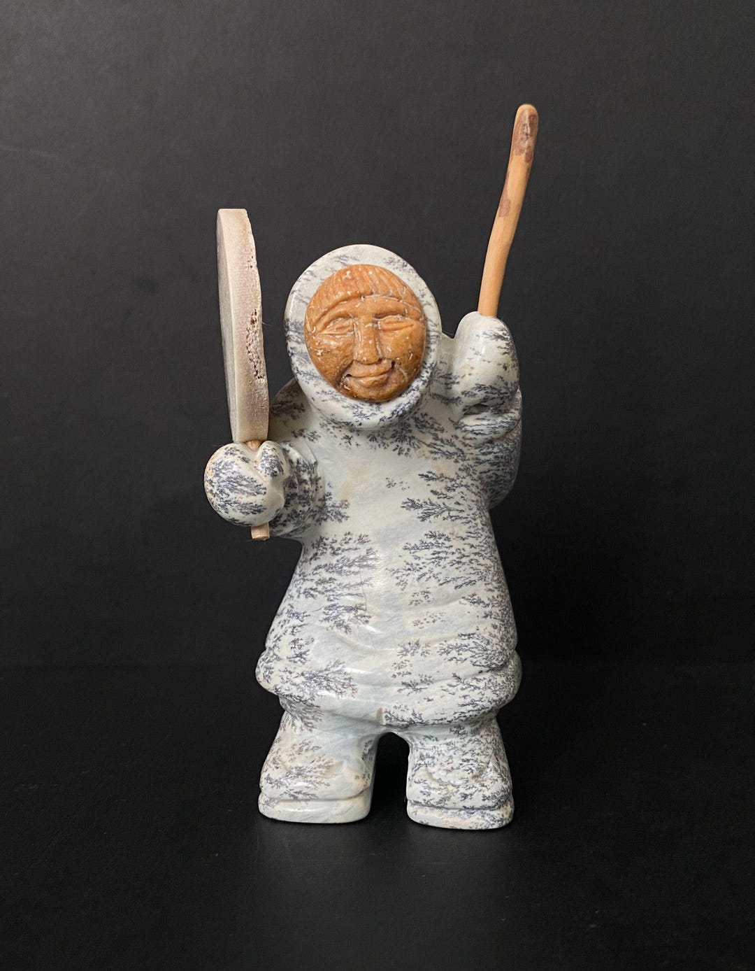 W0633 Vintage Signed Hand Carved Inuit Eskimo Sculpture Figurine ...