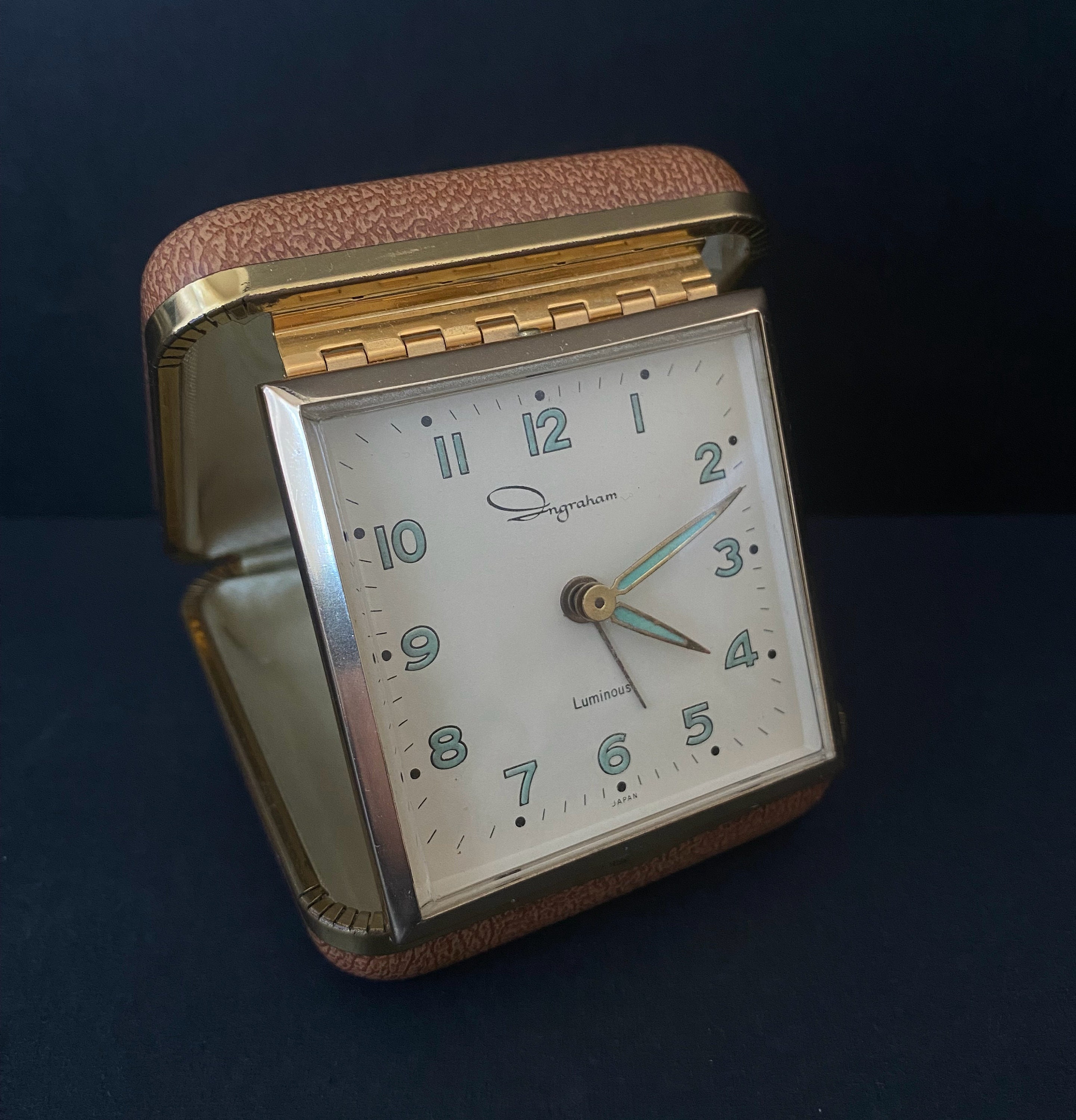 W0131 Vintage Ingraham Clock / Travel Alarm Clock/ Luminous Dial in ...
