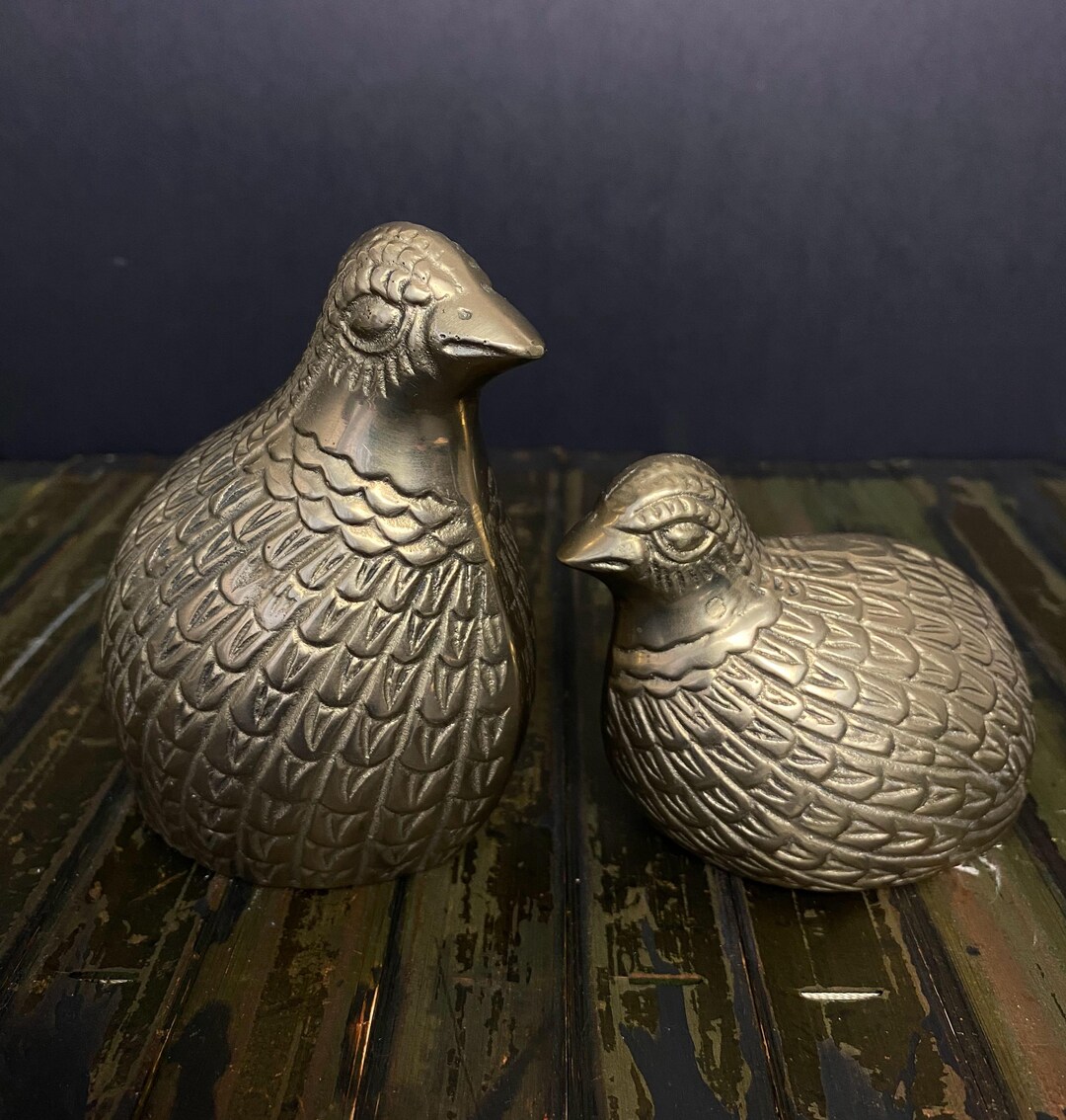 W0729 Vintage Pair Brass Quails/ Set of 2 Decorative Birds /home Décor ...