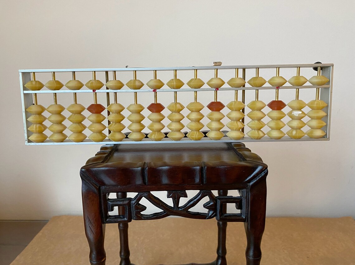 W0037 Vintage/ Hongkong Abacus/manual Calculator/ Soroban/metal Frame ...