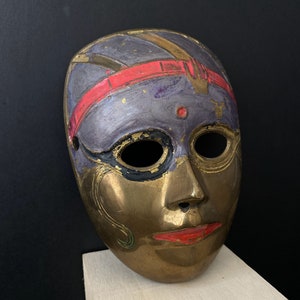 W0195 Vintage Solid Brass Mask / Comedy Playing Mask/hanging Wall Face ...