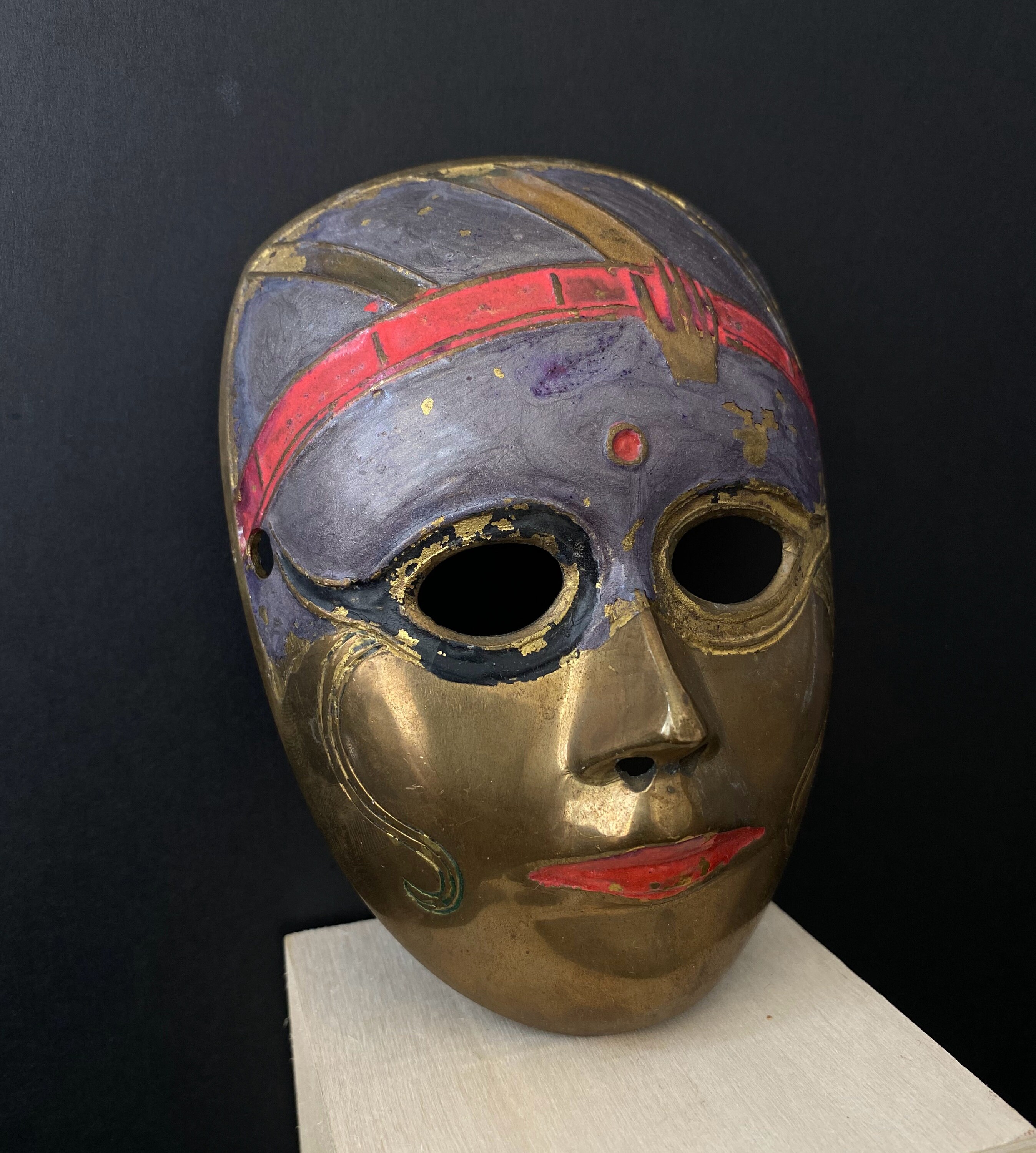 W0195 Vintage Solid Brass Mask / Comedy Playing Mask/hanging Wall Face ...
