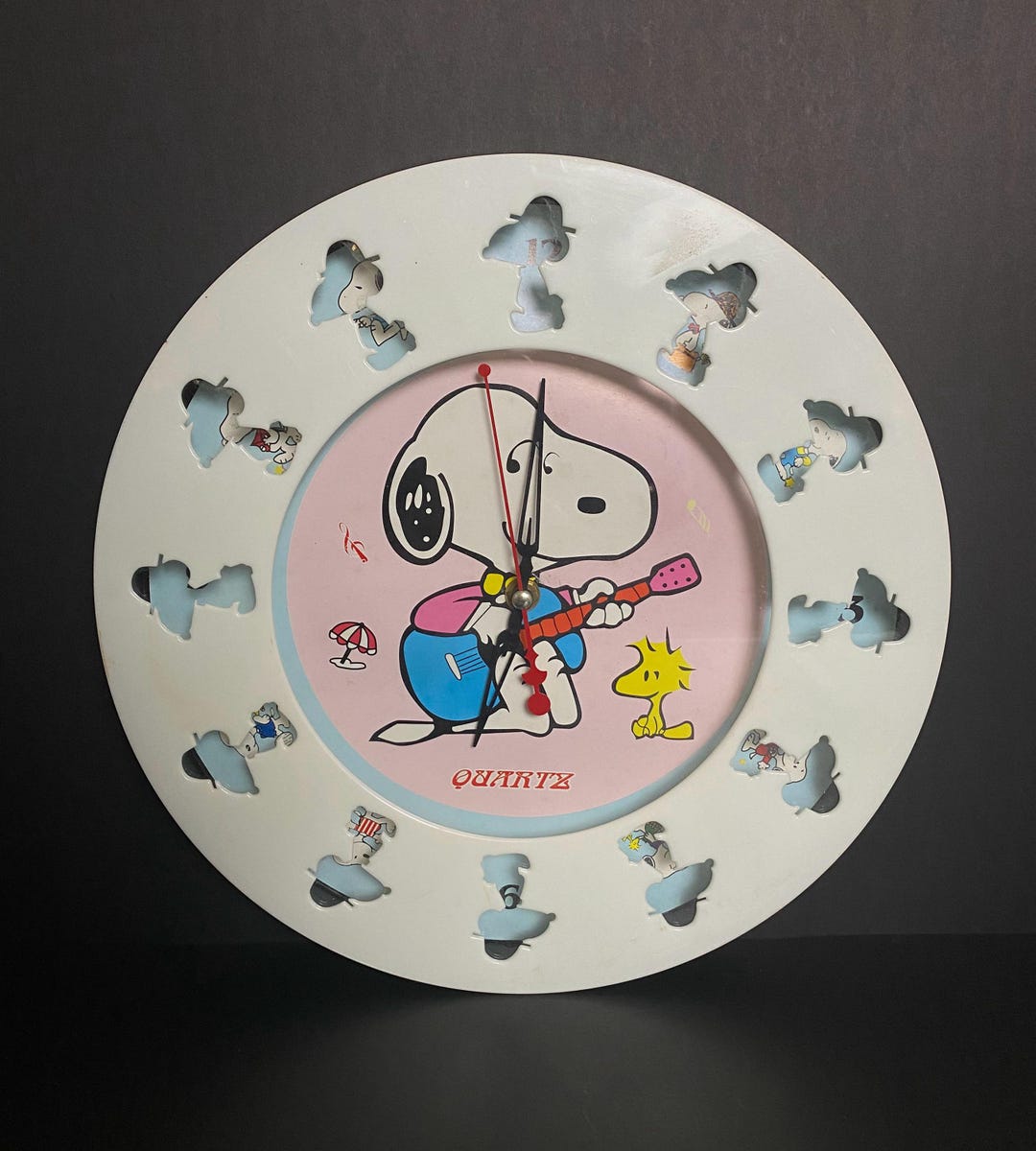 W0439 Rare Vintage Snoopy Woodstock QUARTZ Clock / Vintage Peanuts ...
