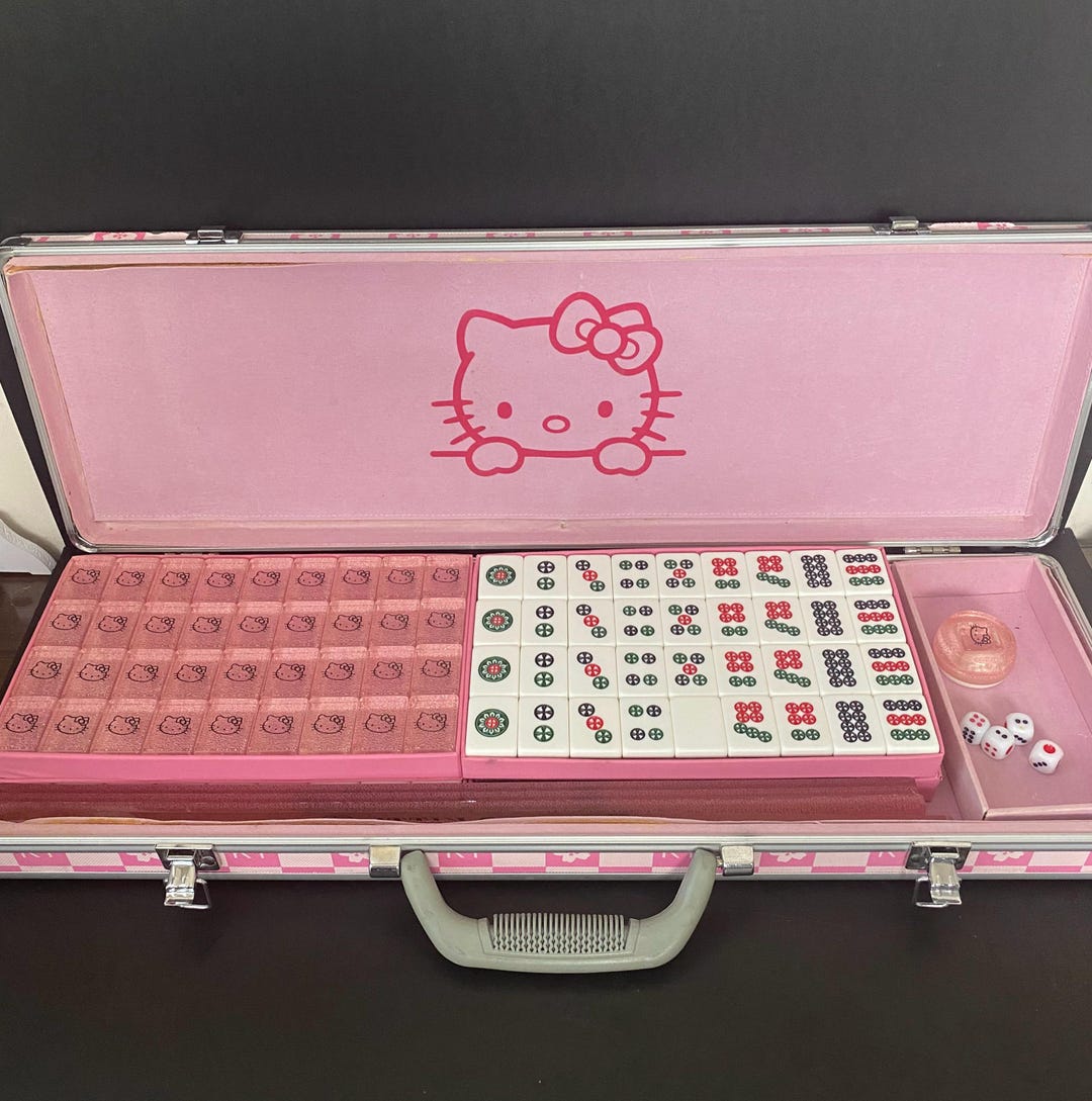 N0362 Very Rear Vintage Hello Kitty Mahjong Set /large 144 Tiles /pink ...