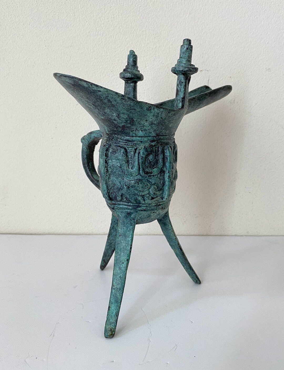 W0199 Antique Chinese Jue Ritual Bronze Wine Vessel Cup - Etsy