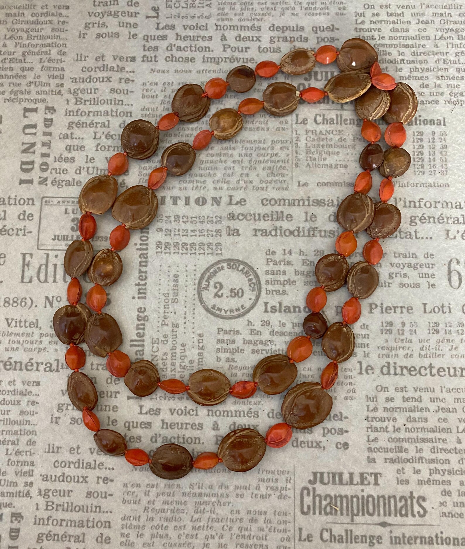 W0403 Vintage Native American Seed Necklace / Seeds Necklace / Almond ...