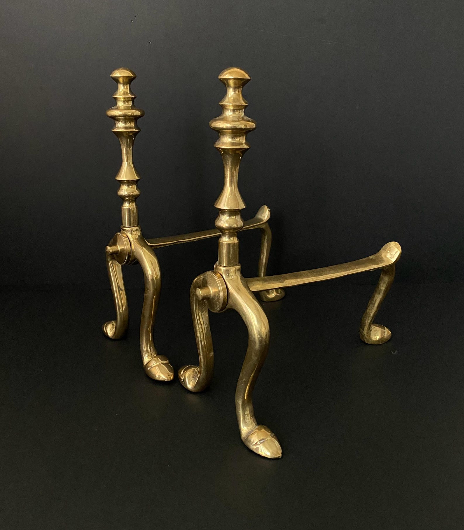 W0359 Vintage Solid Brass Fire Dogs / Fire Place Accessories/old Décor ...