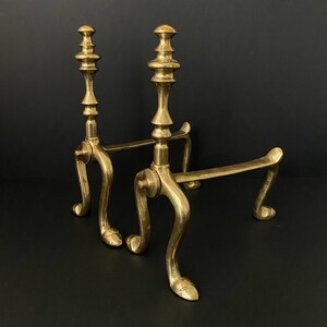 W0359 Vintage Solid Brass Fire Dogs / Fire Place Accessories/old Décor ...