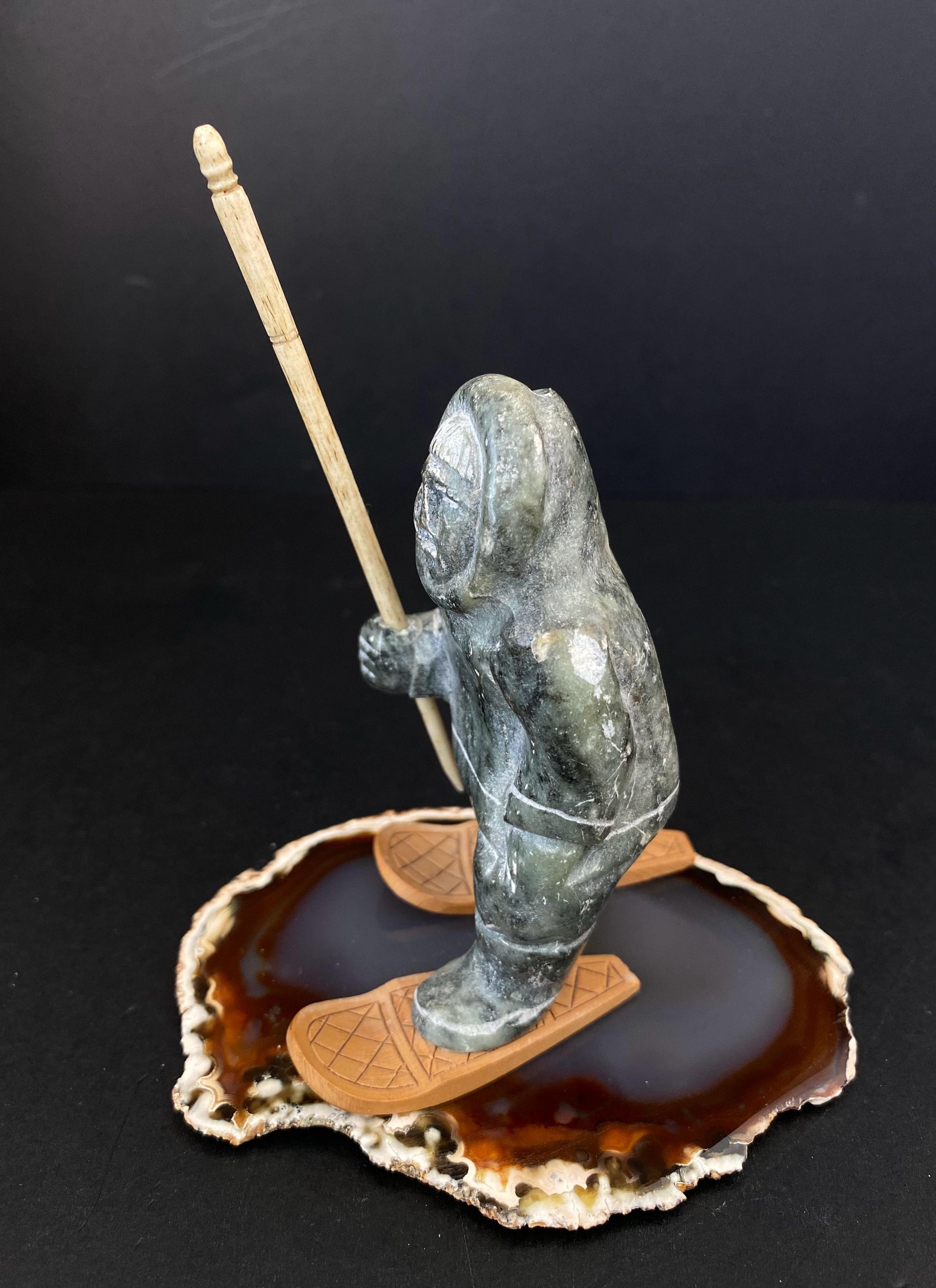 W0810 Vintage Signed Hand Carved Inuit Eskimo Sculpture Figurine ...
