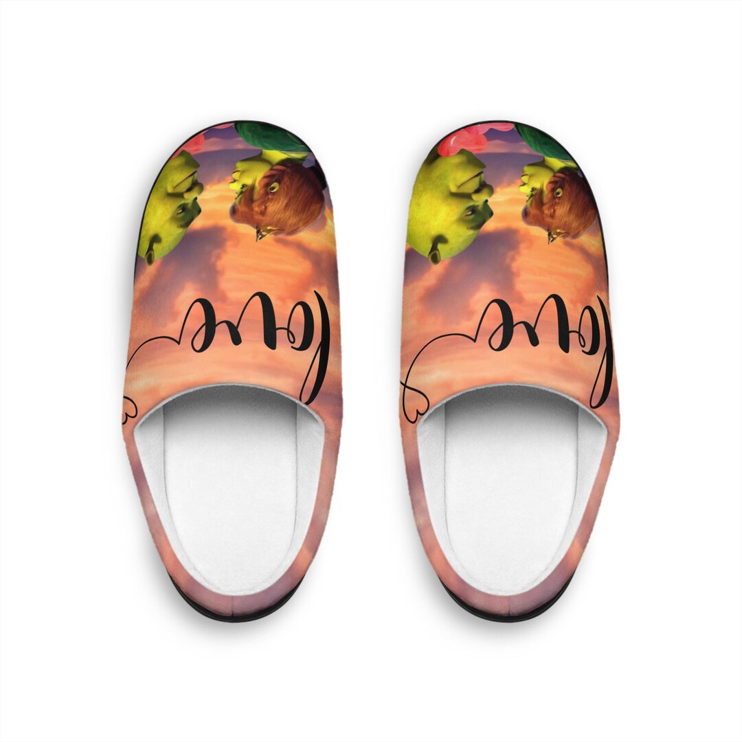 Shrek and Fiona Women's Indoor Slippers With Love Design, Cozy House ...