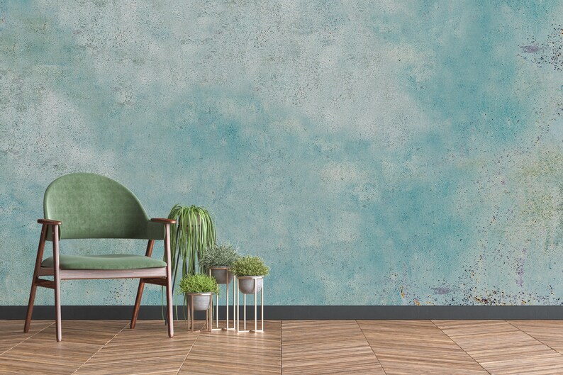 Aged Turquoise Abstract Art Mural Wallpaper, Peel & Stick, Self ...