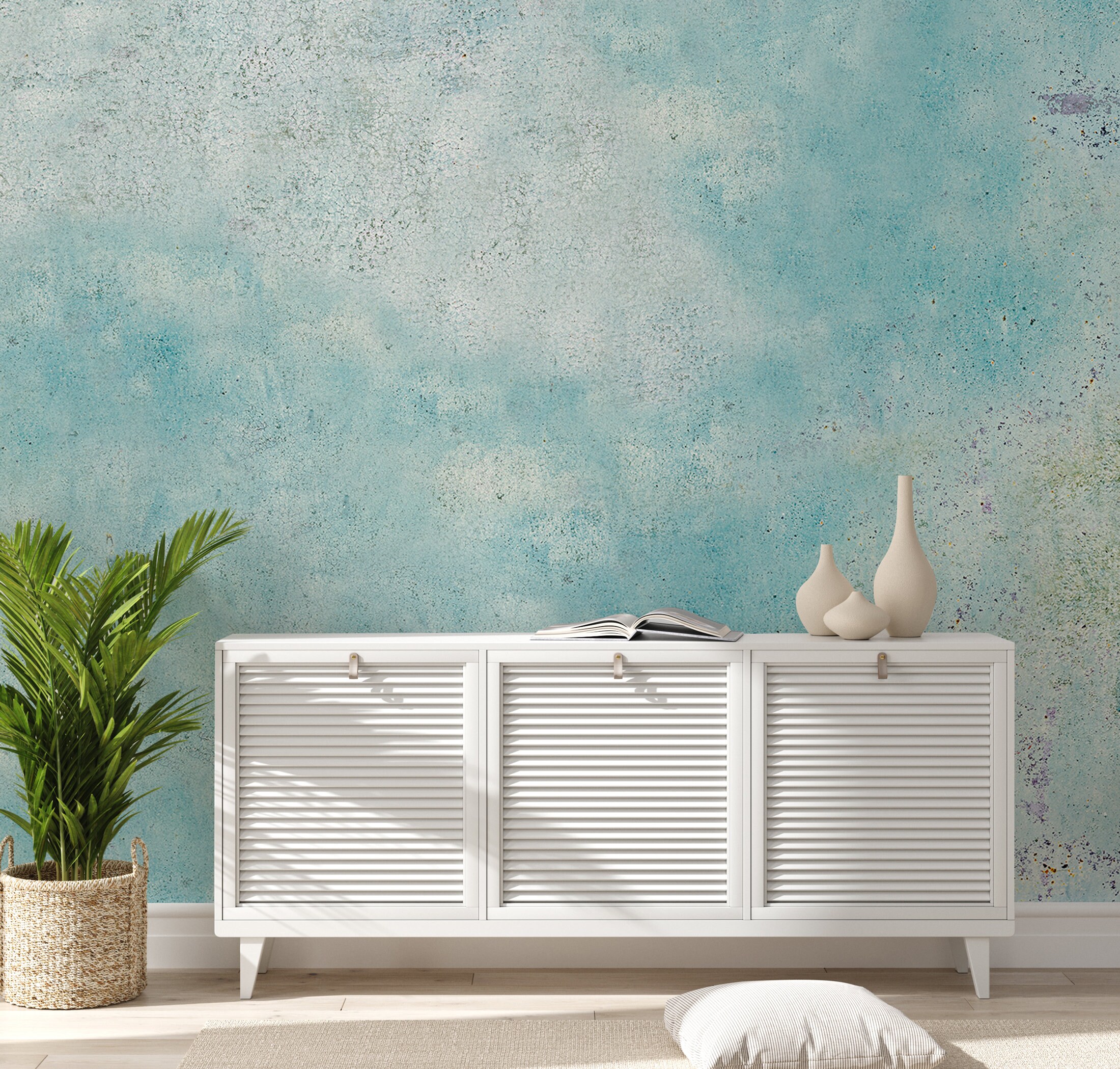 Aged Turquoise Abstract Art Mural Wallpaper, Peel & Stick, Self ...