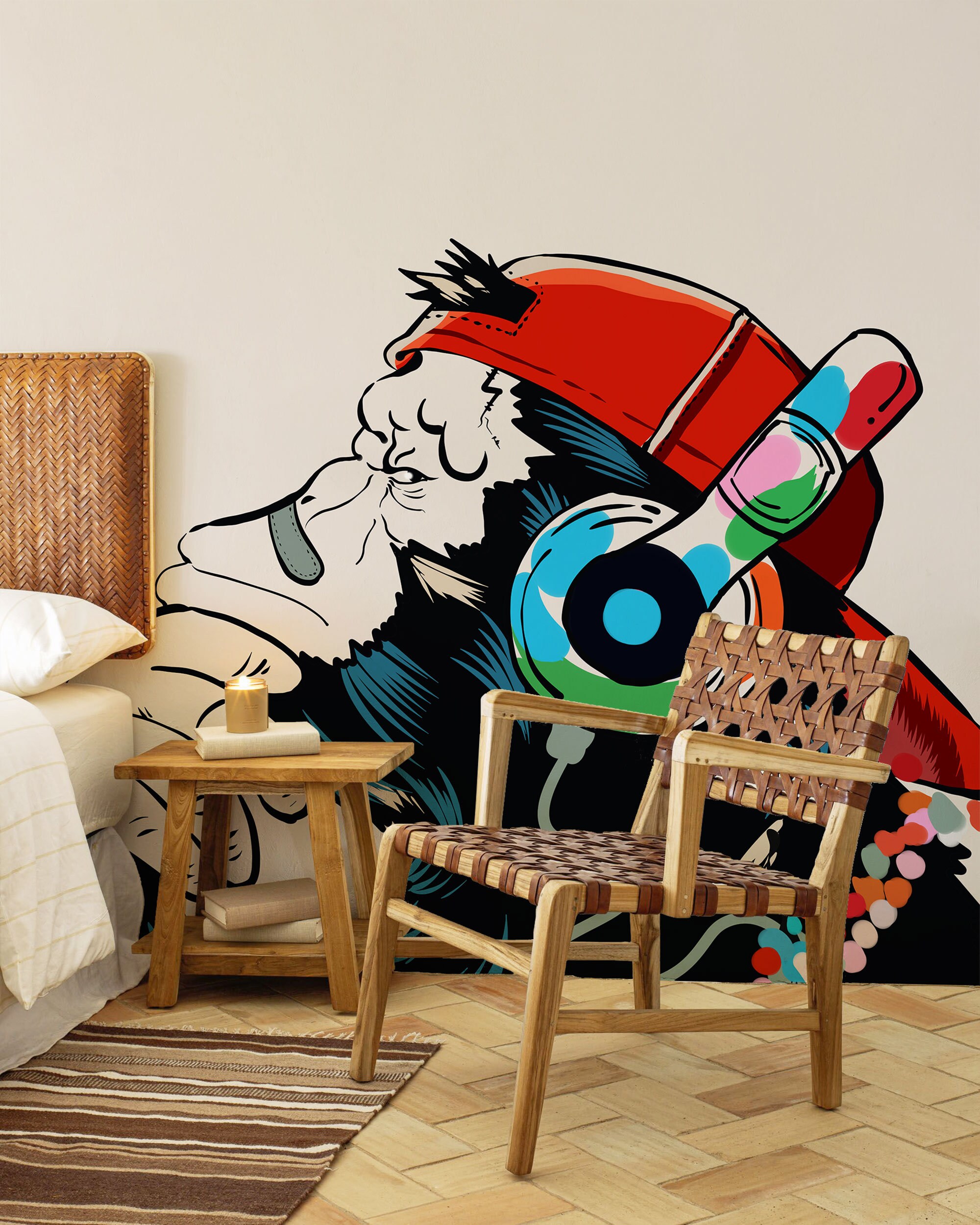 Monkey Hip Hop Graffiti Gorilla Wallpaper Mural,banksy Thinking Monkey ...