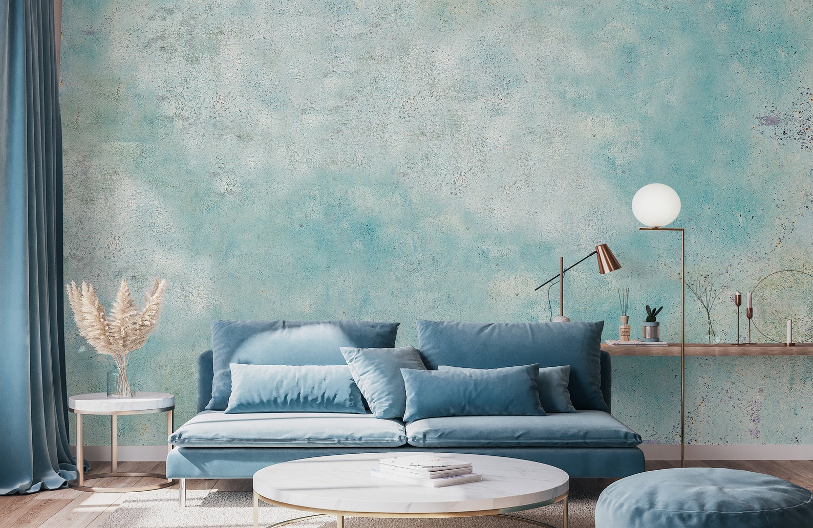 Aged Turquoise Abstract Art Mural Wallpaper, Peel & Stick, Self ...