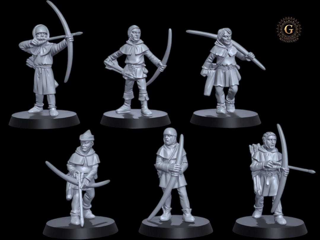 Medieval Peasant Archers X6 28mm 1/56 Unpainted Wargames and Collectors ...
