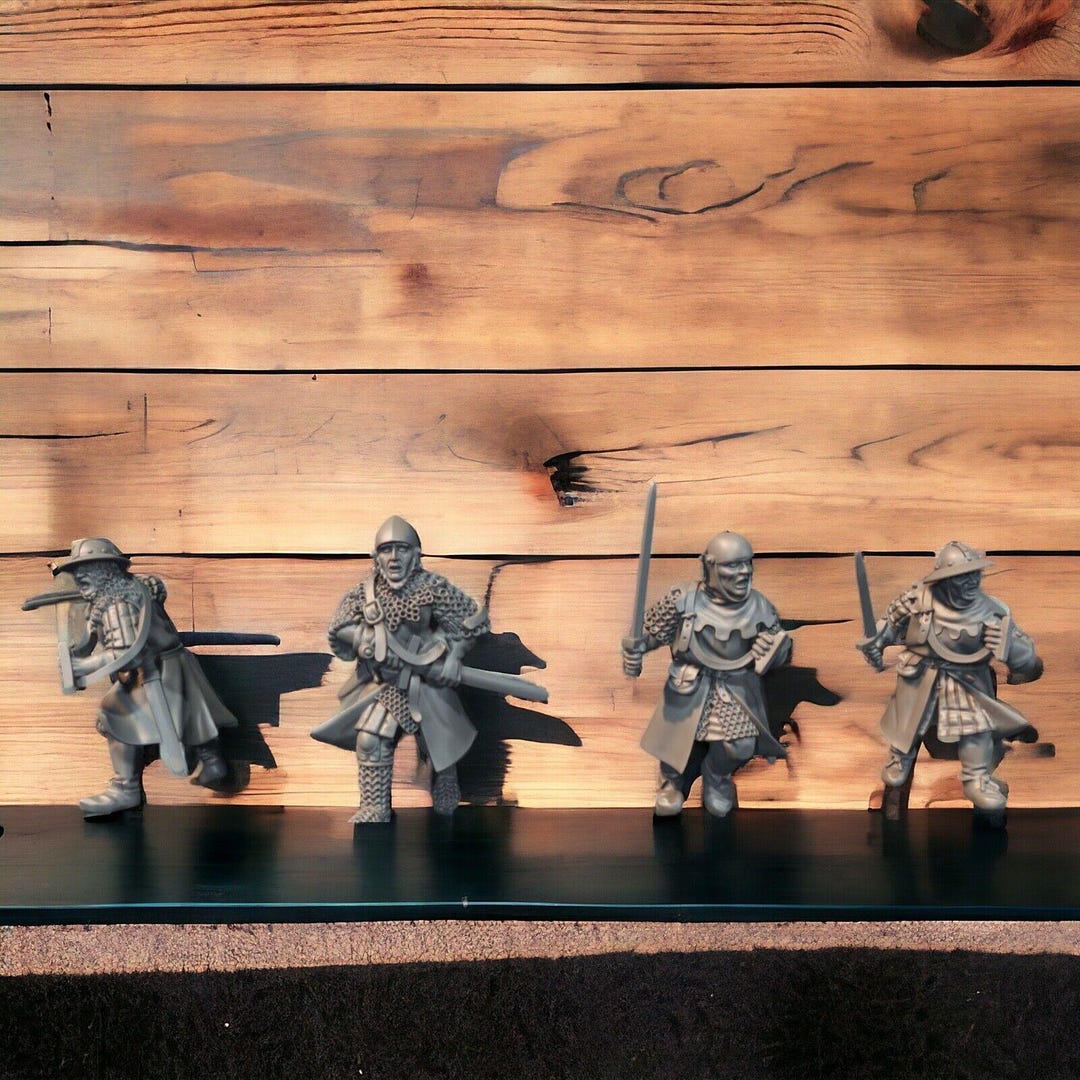 Men at Arms With Swords X4 - 28mm Medieval Wargame and Display ...
