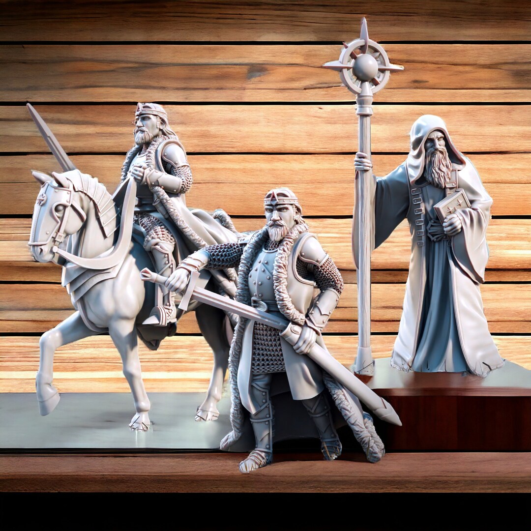 King Arvelon Foot and Mounted and Malion the Mystic 28mm Numenor, MESBG ...