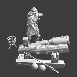 Medieval Bombard Cannon & Gunner - 28mm (1/56) 28mm 1/56 Wargames and ...