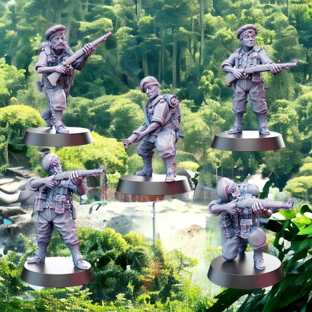 WW2 Pacific, Australian Commandos Rifle Unit -ideal Bolt Action 28mm 1/ ...