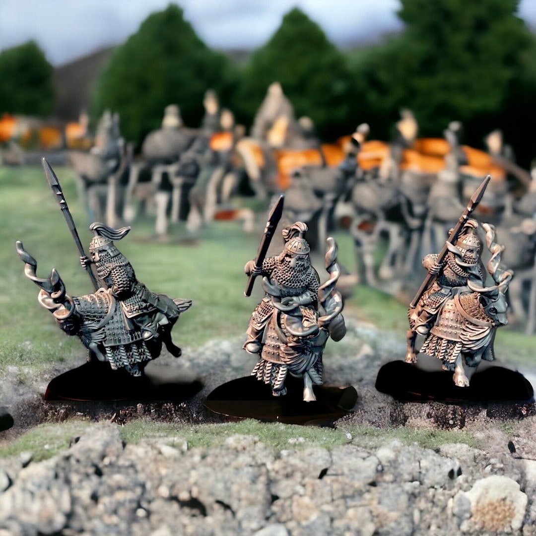 Dwarf Armoured Cavalry Spears Lotr MESBG 28mm 1/56 Unpainted Wargames ...